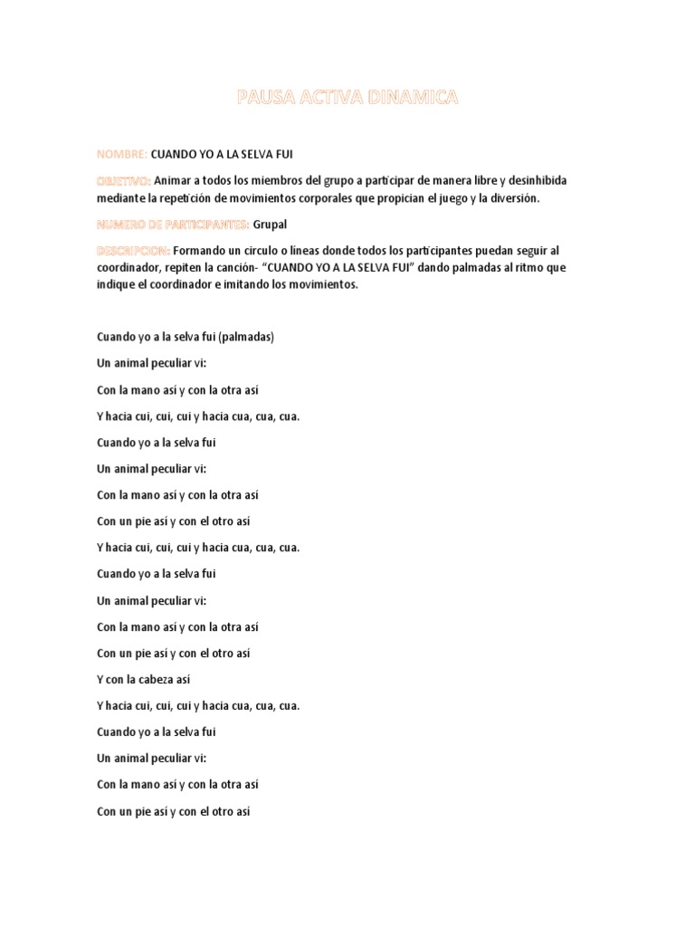 Pausa Activa Dinamica | PDF