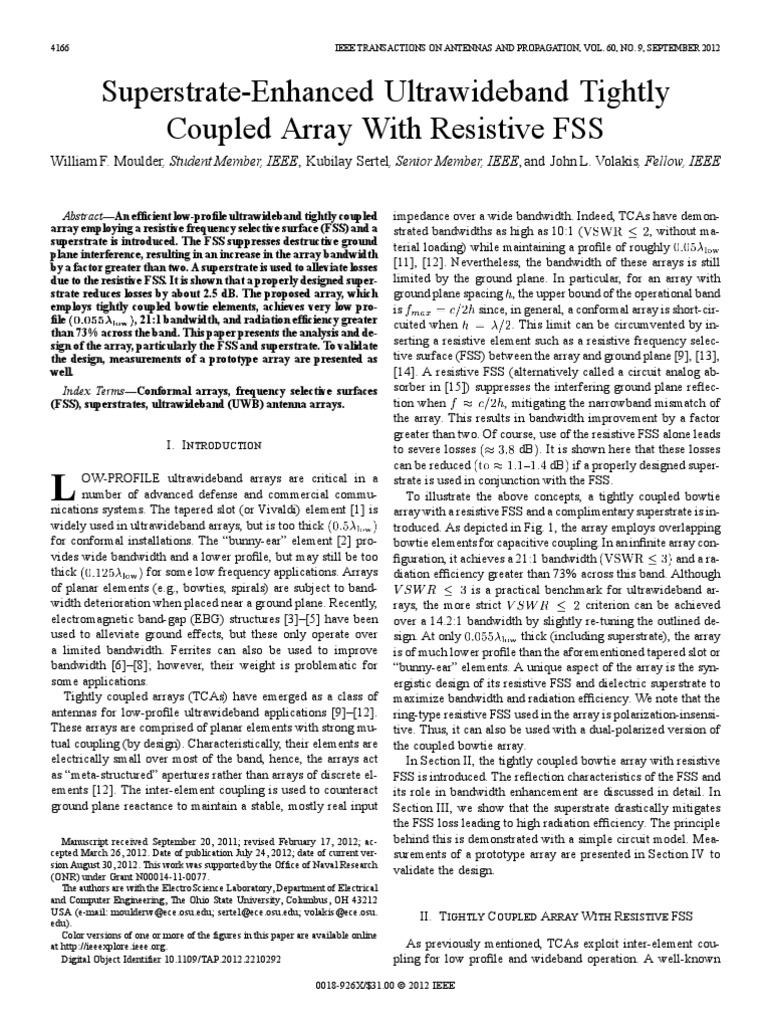 Superstrate-Enhanced Ultrawideband Tightly | PDF | Antenna (Radio ...