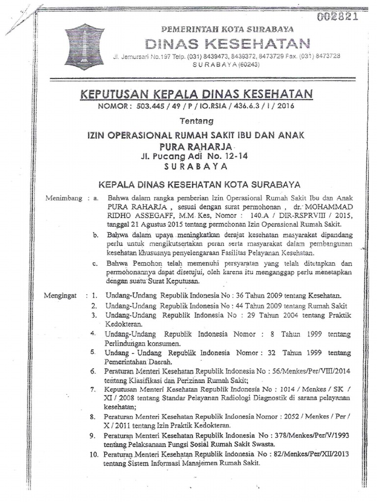Ijin Operasional | PDF