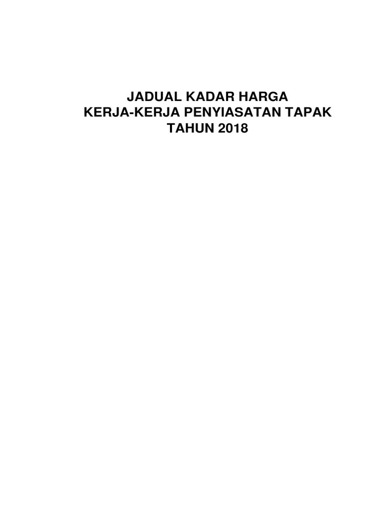 Jadual Kadar Harga Kerja Kerja Penyiasatan Tapak Tahun ...