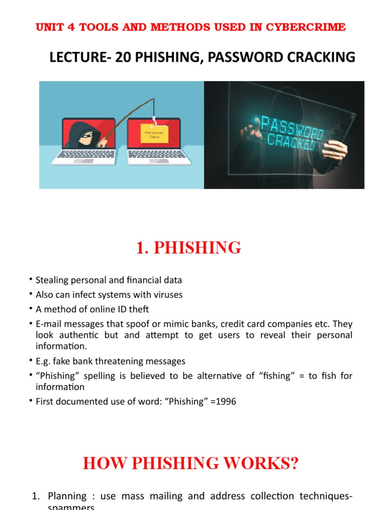 Lecture-20 Phishing, Password Cracking: Unit 4 Tools and Methods Used ...
