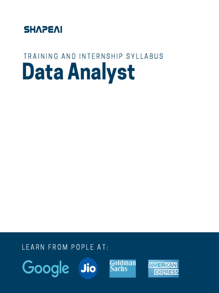 ShapeAI Data Analyst Training and Internship Syllabus | PDF | Data Analysis | Machine Learning
