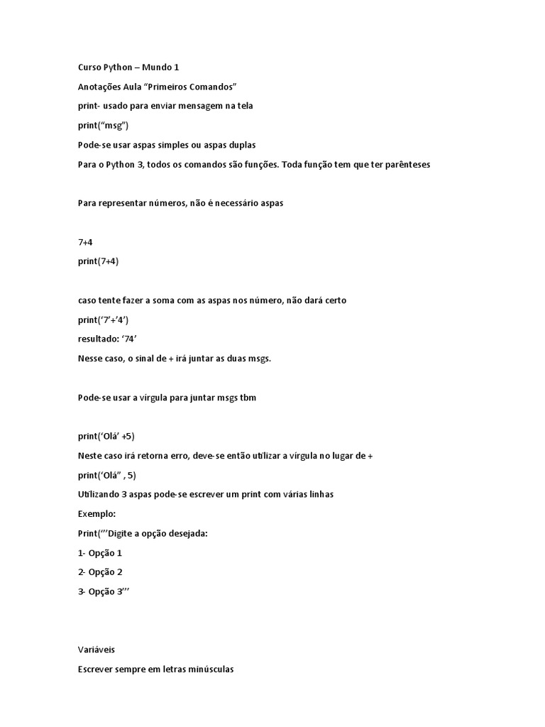Curso Python | PDF | Python (linguagem de programação) | Caixa alta e ... Curso Python | PDF | Python (linguagem de programação) | Caixa alta e ...
