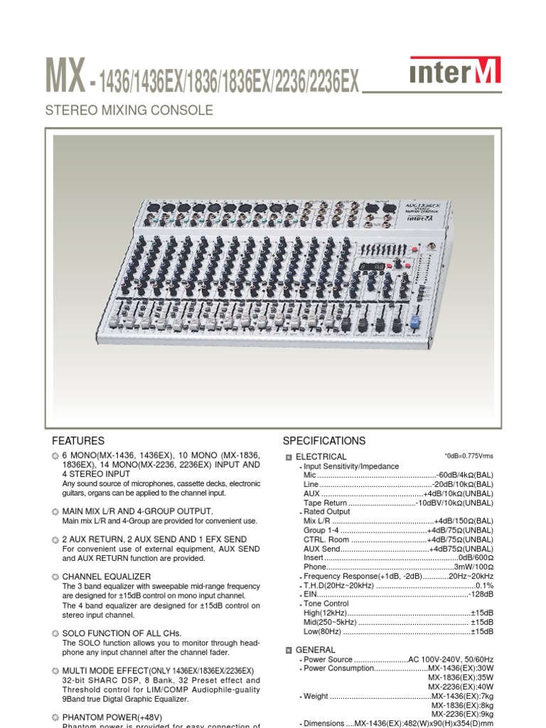 InterM MX 2236 EX Specification | PDF | Equalization (Audio) | Microphone