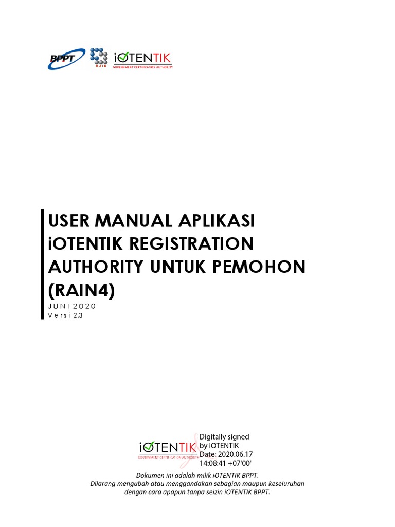 User Manual Aplikasi RAIN4 Untuk Pemohon - 17jun20 v.2.3 Kominfo - 1 ...