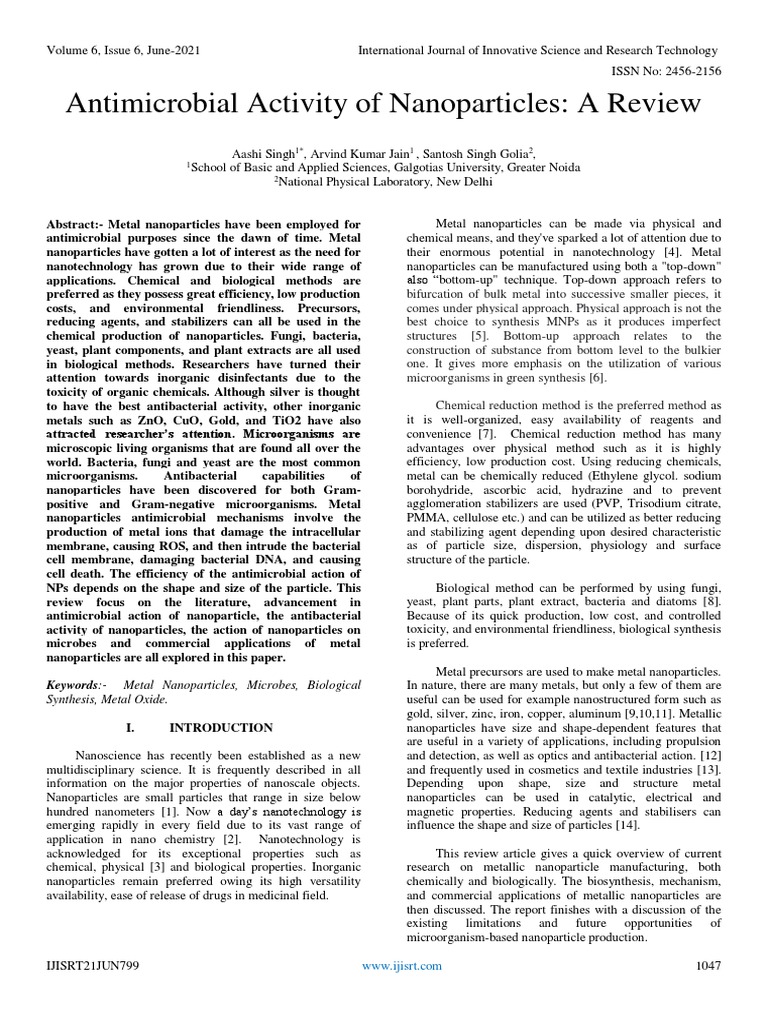 Antimicrobial Activity of Nanoparticles A Review | PDF | Catalysis ...