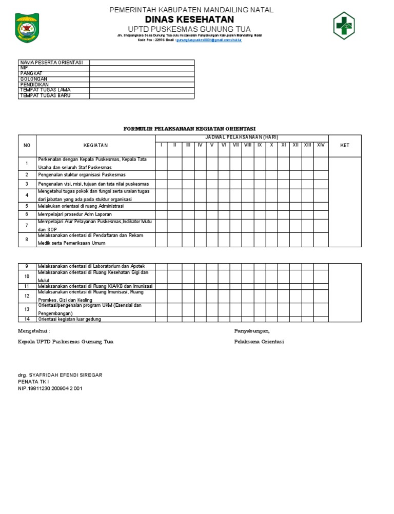 Contoh Formulir Orientasi | PDF