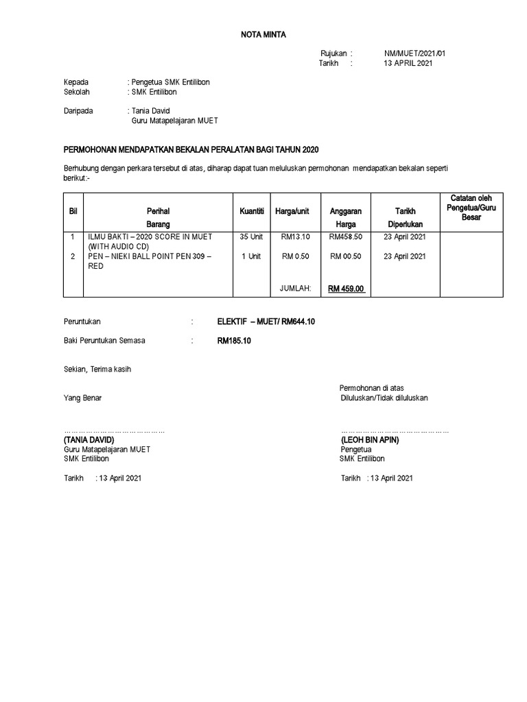 Nota Minta | PDF