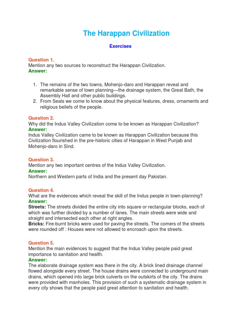 The Harappan Civilization: Answer | PDF | Pottery | Sculpture