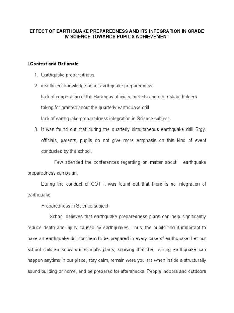Grade IV Science: Earthquake Prep | PDF | Earthquakes | Hazards