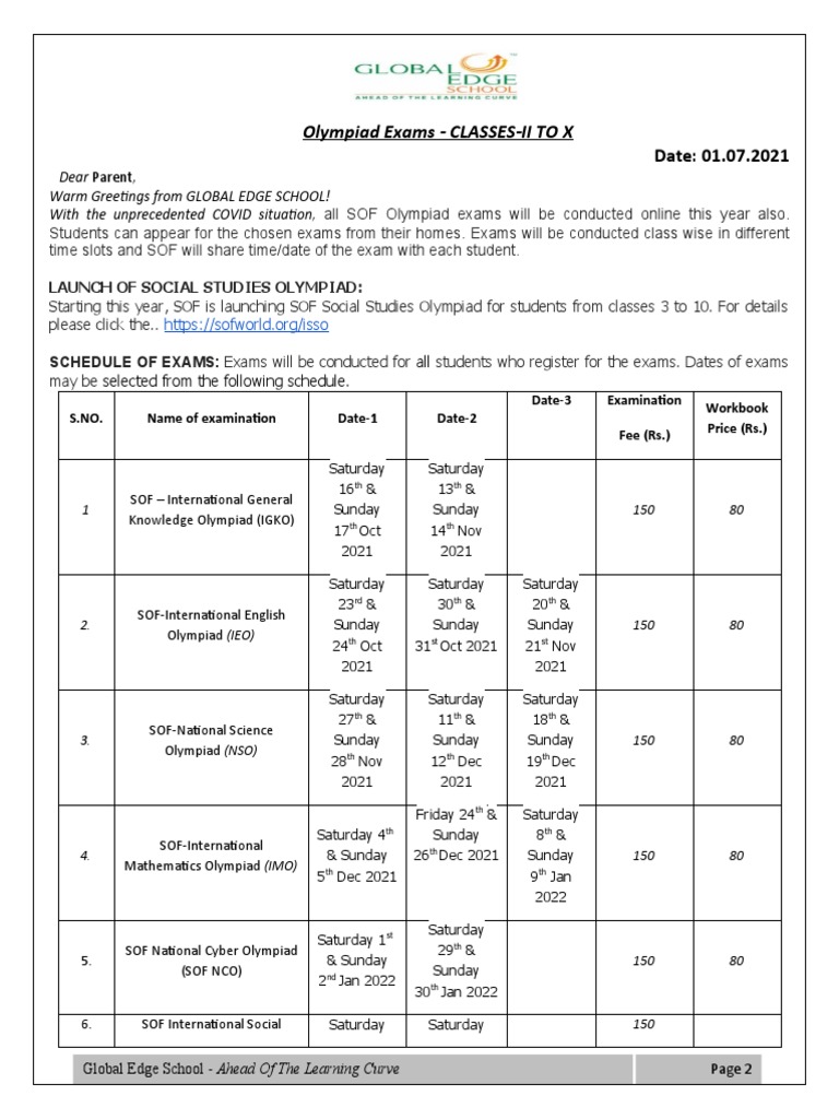 Olympiad Circular 2021 22 | PDF | Business