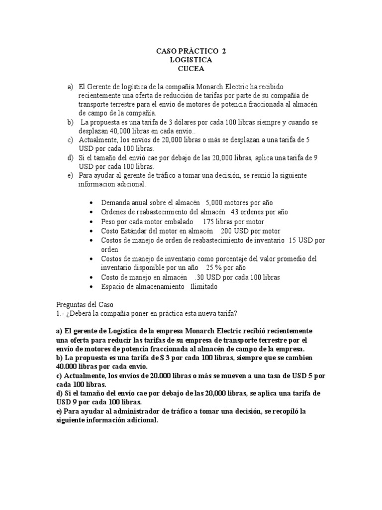 Caso PR Ctico 2 | Descargar gratis PDF | Inventario | Logística