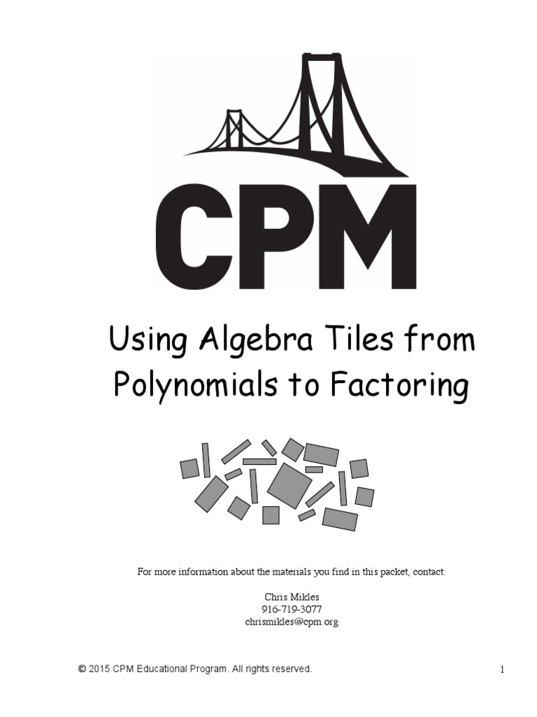 Using Algebra Tiles From Polynomials To Factoring Handout | PDF ...