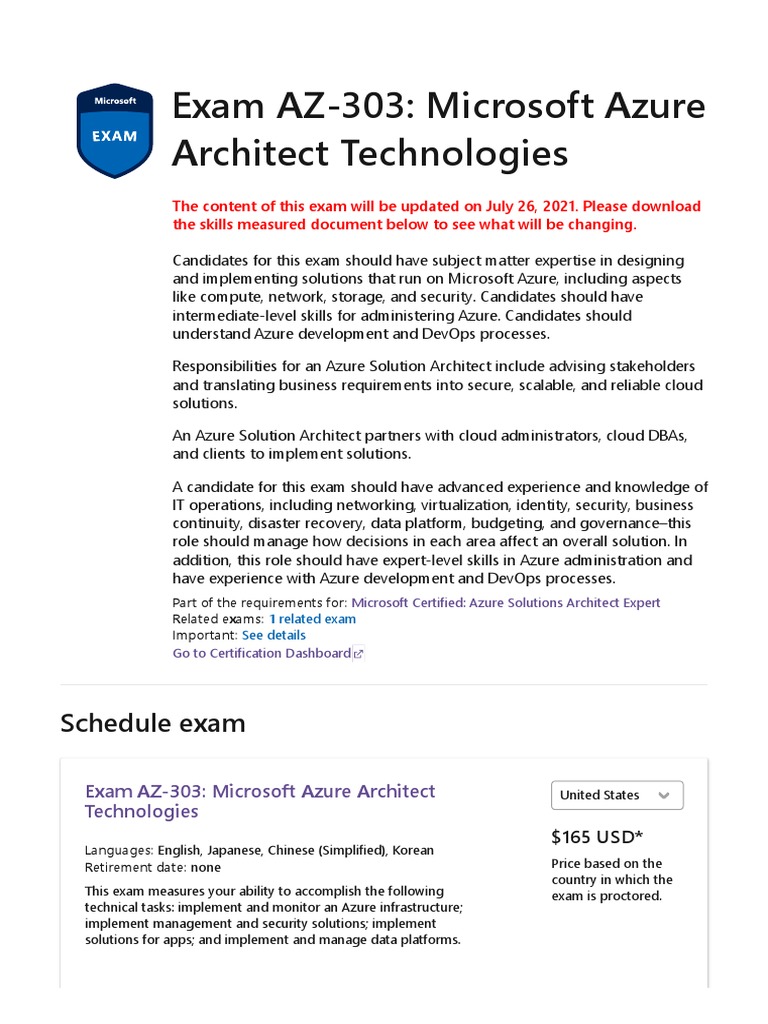 Exam AZ-303 - Microsoft Azure Architect Technologies - Learn ...