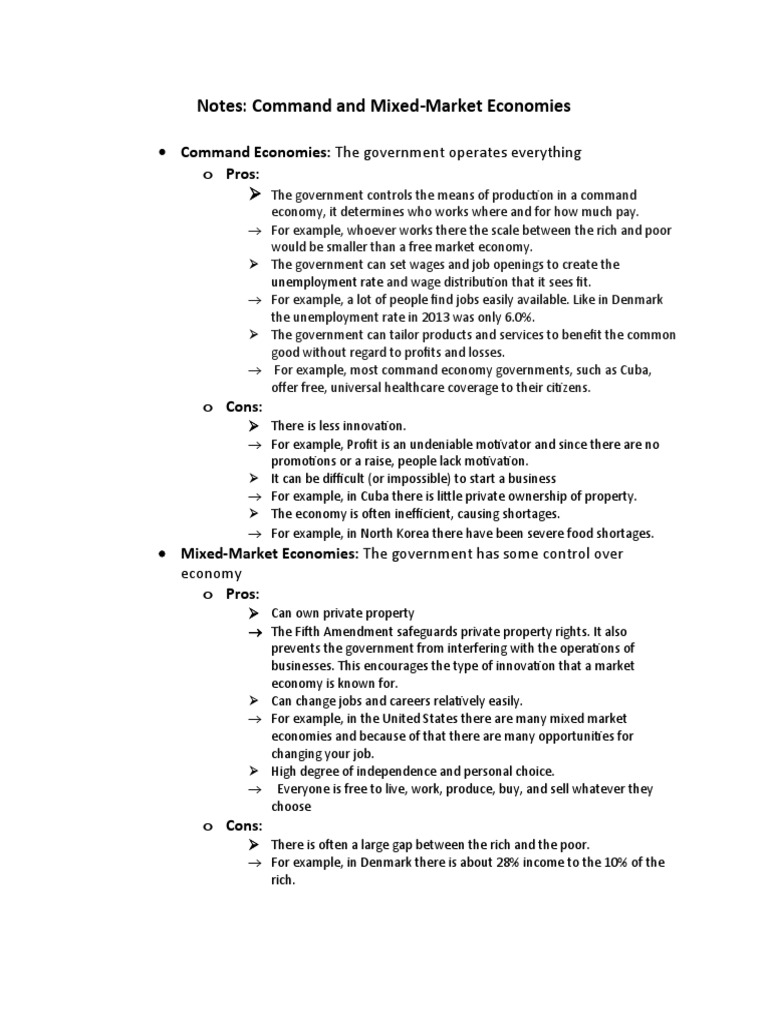 Command & Mixed Market Economies | PDF | Unemployment | Social Science