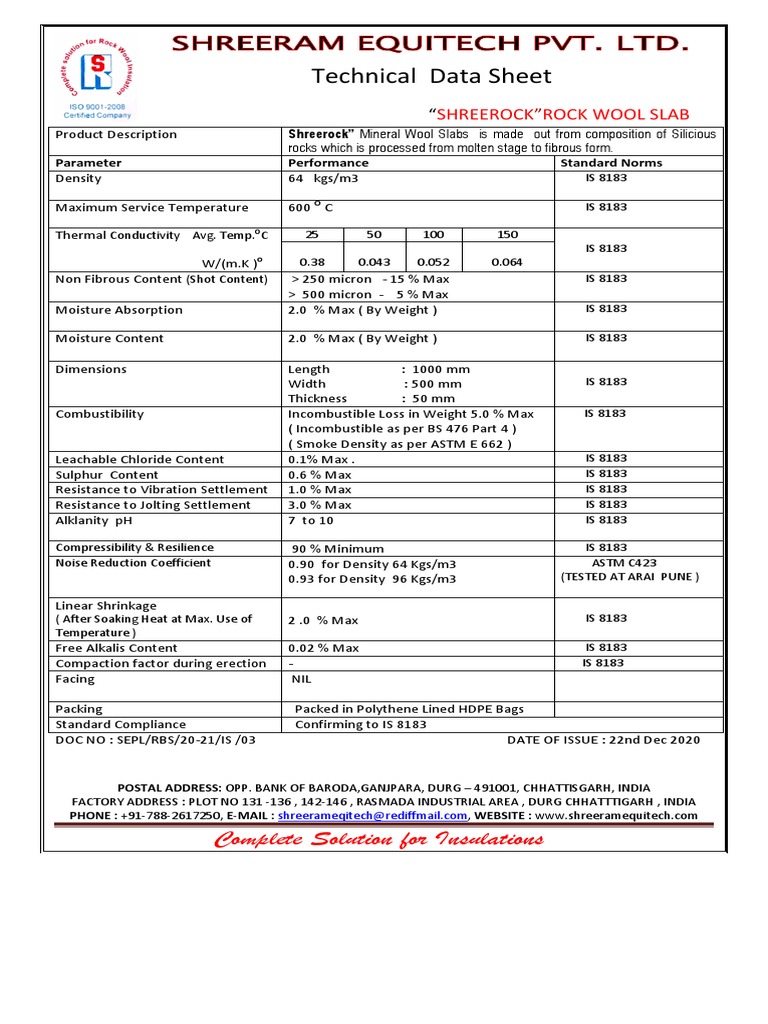 Technical Data Sheet: Complete Solution For Insulations | PDF ...