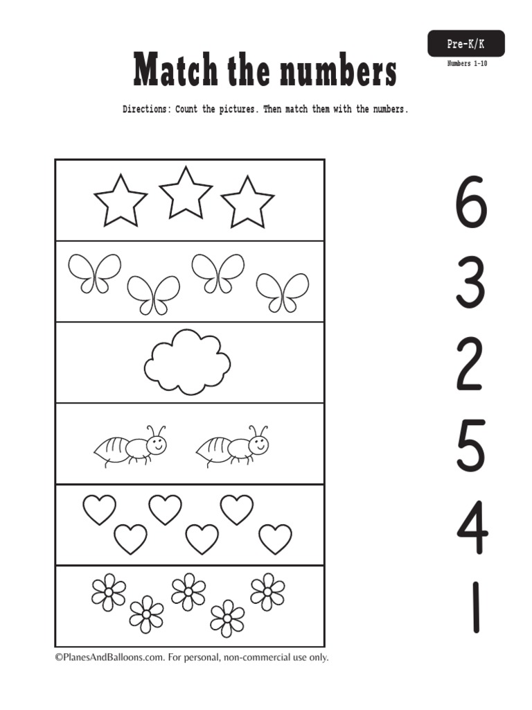 Matching Numbers Worksheets | PDF
