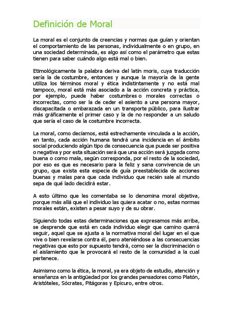 Definición de Moral | PDF