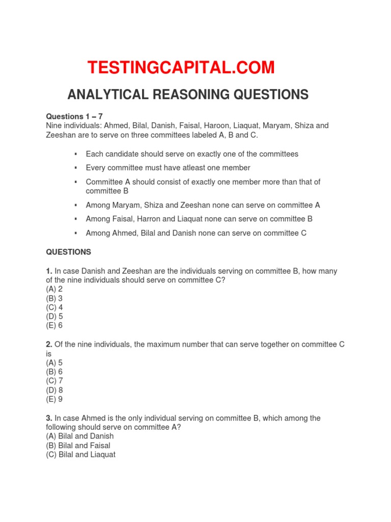 Analytical Reasoning Mcqs | PDF | Aviation | Airlines