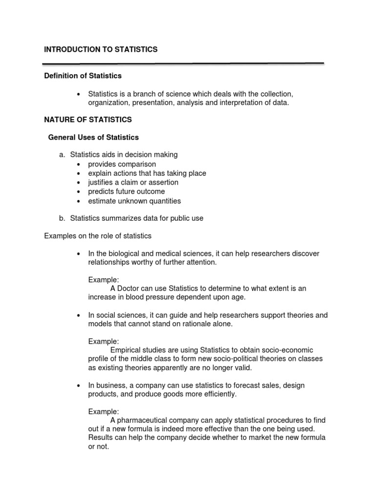 Introduction to Statistics Overview | PDF | Statistics