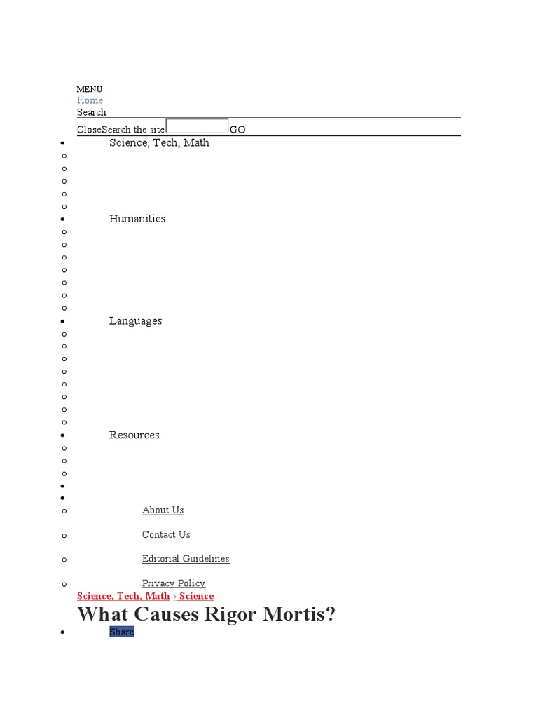 What Causes Rigor Mortis?: Science, Tech, Math | PDF | Myocyte | Muscle