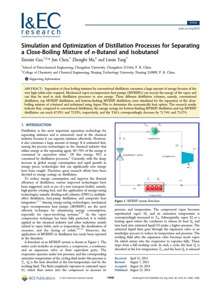 Simulation and Optimization of Distillation Processes For Separating A Close-Boiling Mixture of ...