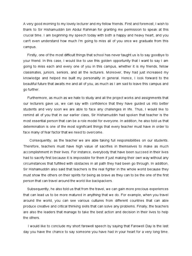 A Very Good Morning To My Lovely Lecturer and My Fellow Friends | PDF ...