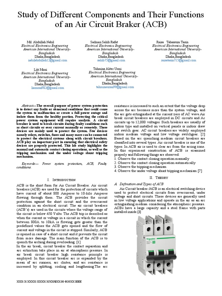Study of Different Components and Their Functions of An Air Circuit ...
