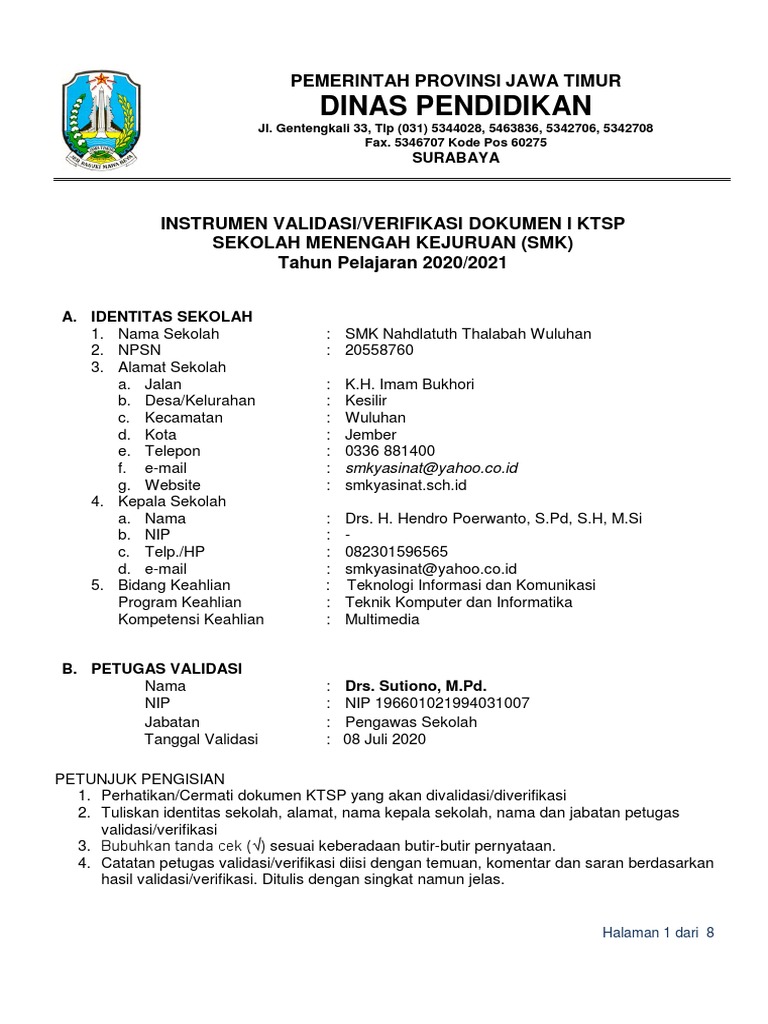 Instrumen Validasi KTSP SMK 2020 MM | PDF | Karier & Perkembangan
