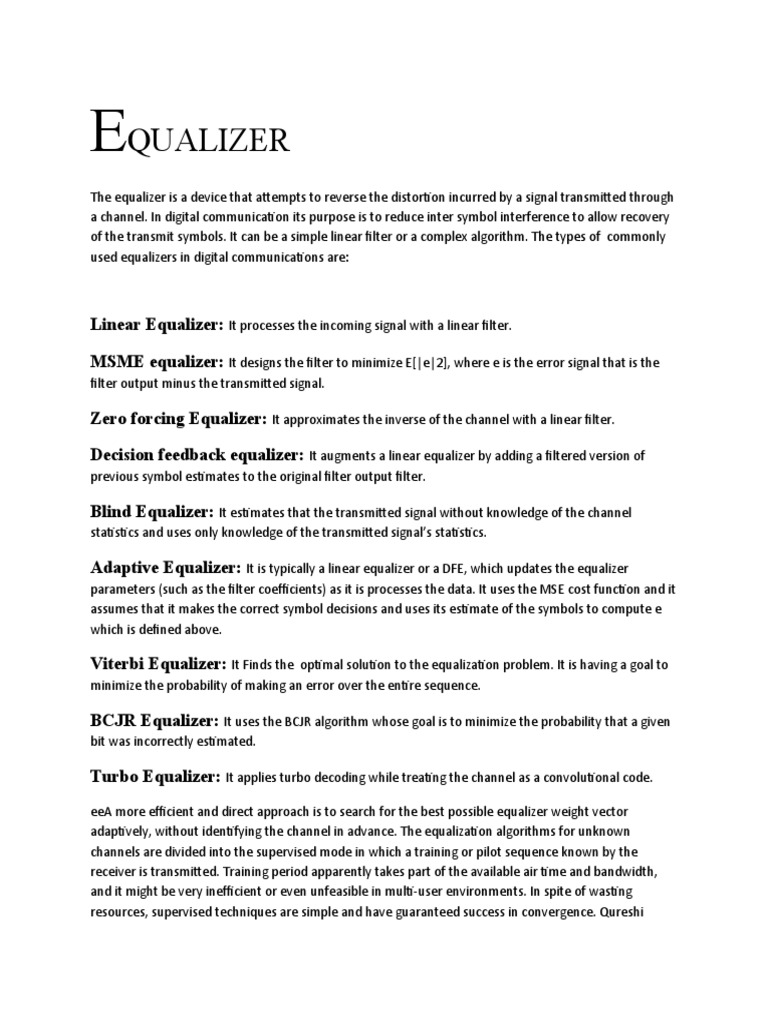 EQUALIZER | PDF | Equalization (Audio) | Filter (Signal Processing) EQUALIZER | PDF | Equalization (Audio) | Filter (Signal Processing)