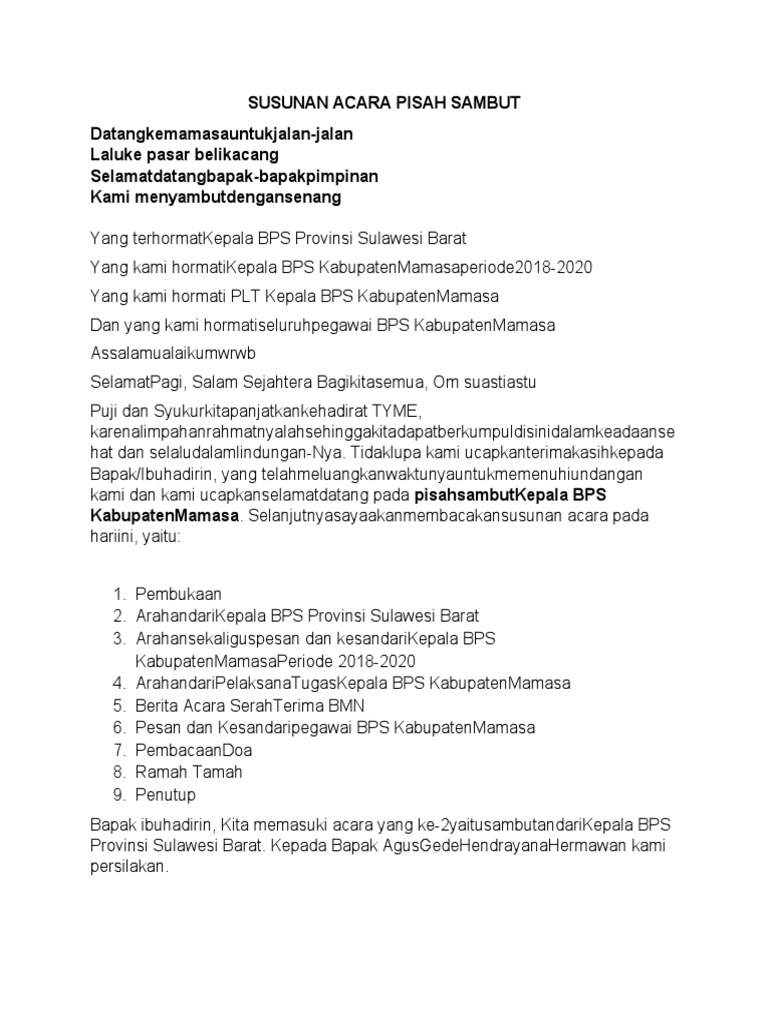 Susunan Acara Pisah Sambut | PDF