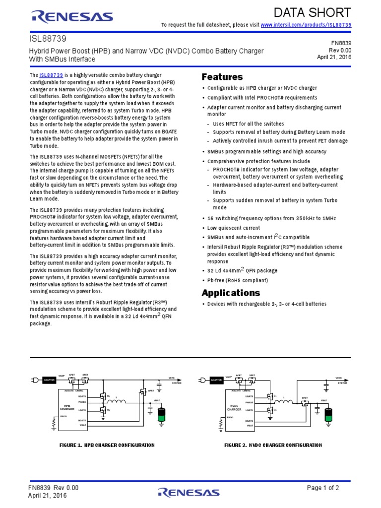 Features: Hybrid Power Boost (HPB) and Narrow VDC (NVDC) Combo Battery ...