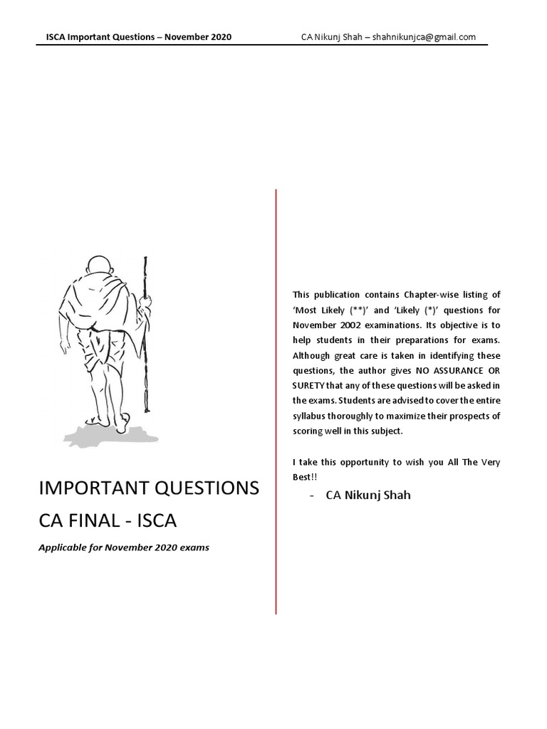 ISCA Exam Key Questions for Nov 2020 | PDF | Internal Control ...