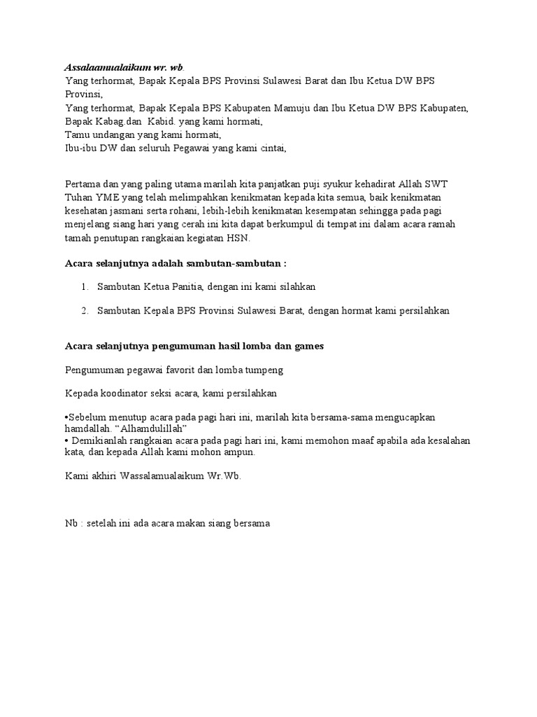 MC Perpisahan Erick 2 | PDF