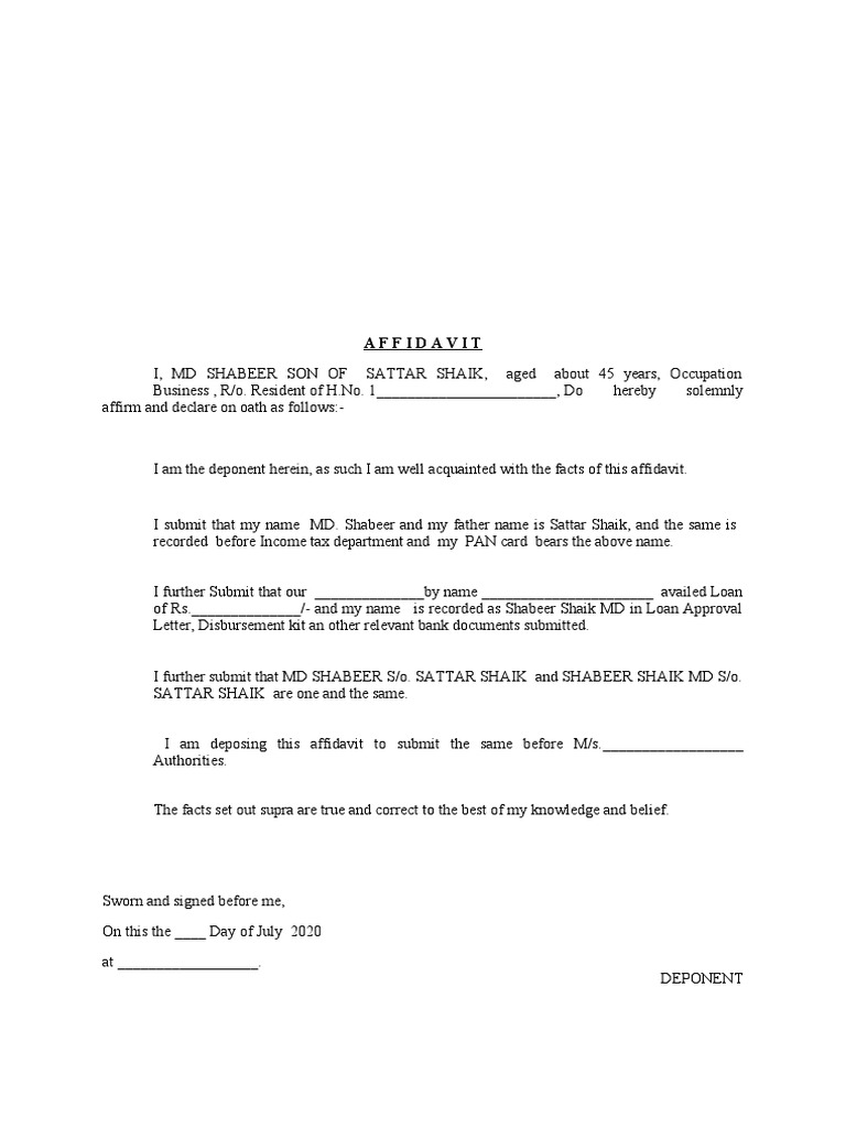 Affidavit For Dual Nameeee | PDF