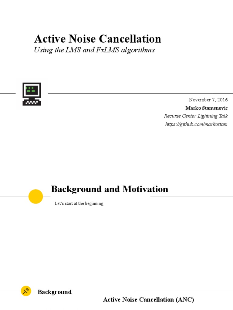 Active Noise Cancellation: Using The Lms and Fxlms Algorithms | PDF | Telecommunications ...
