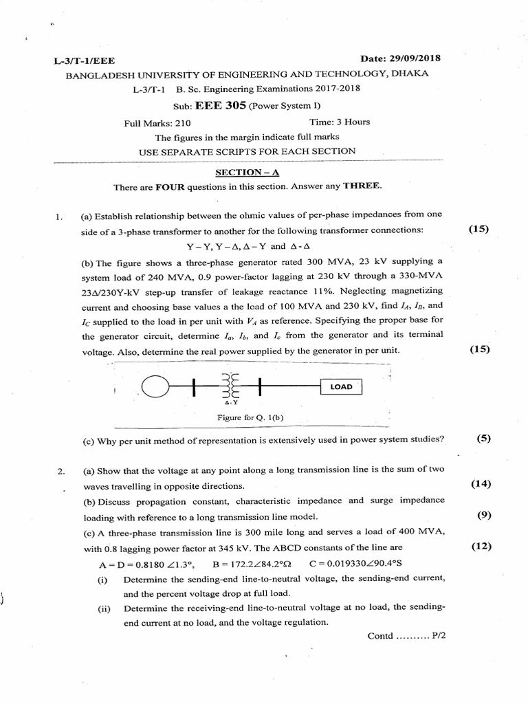 EEE305 All Term | PDF | Transformer | Transmission Line