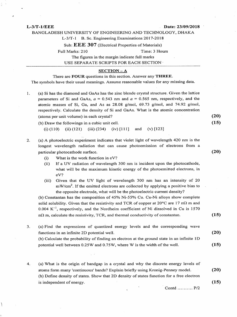 EEE307 All Term | PDF | Electrical Resistivity And Conductivity | Electronvolt