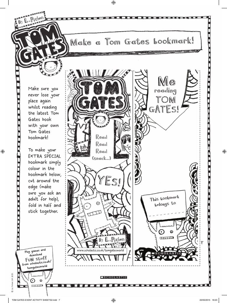 Make A Tom Gates Bookmark ACTIVITY SHEET - p4p | PDF
