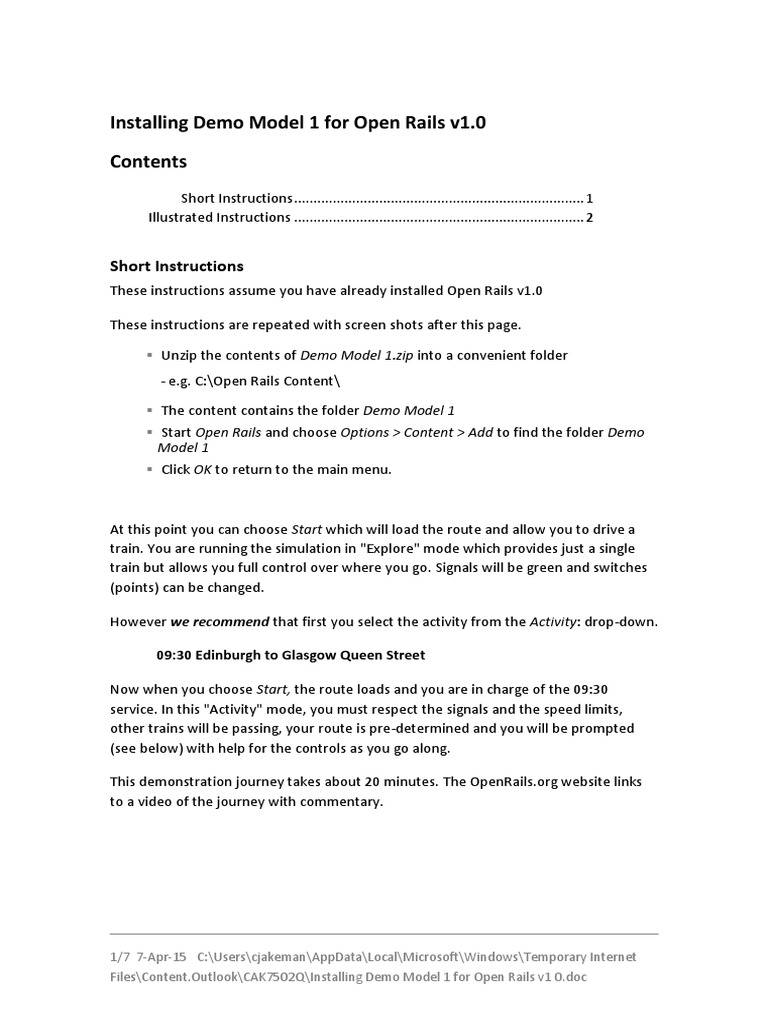 Open Rails Demo Model Setup Guide | PDF | Microsoft Windows | Zip (File ...