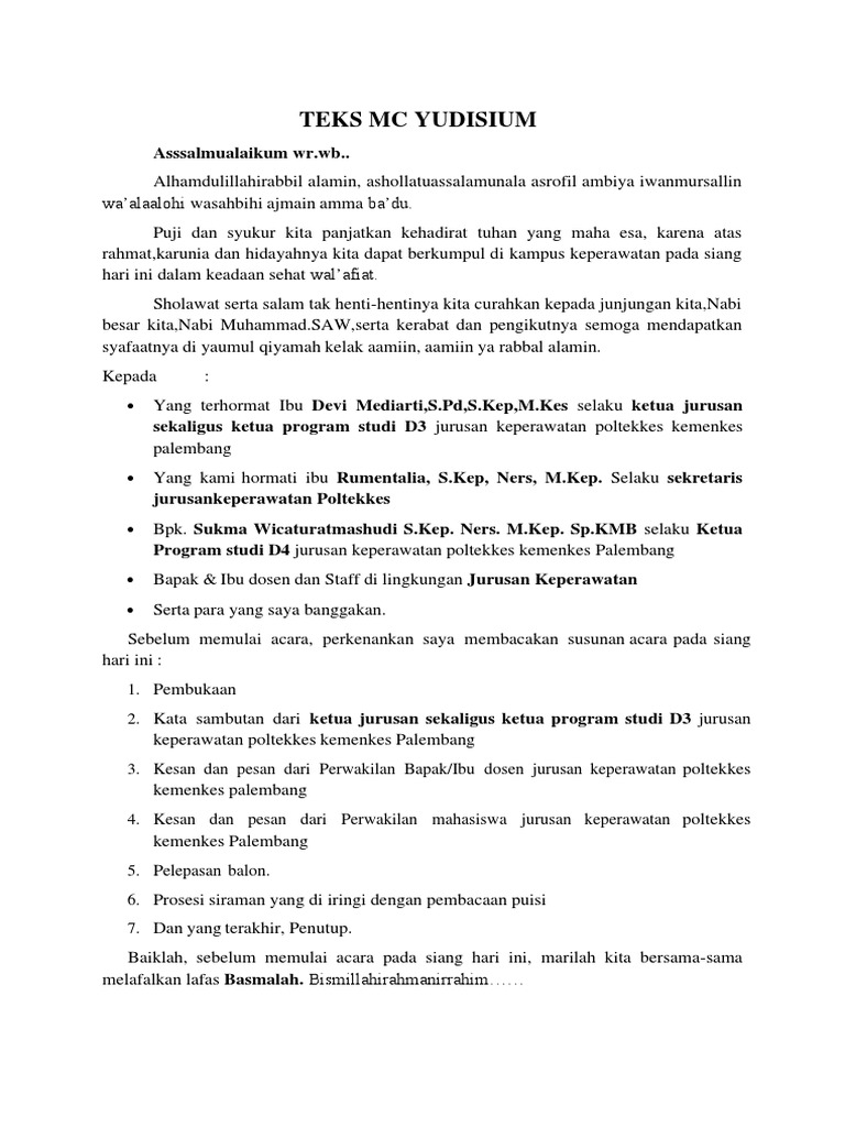Teks MC Yudisium Revisi 2 | PDF