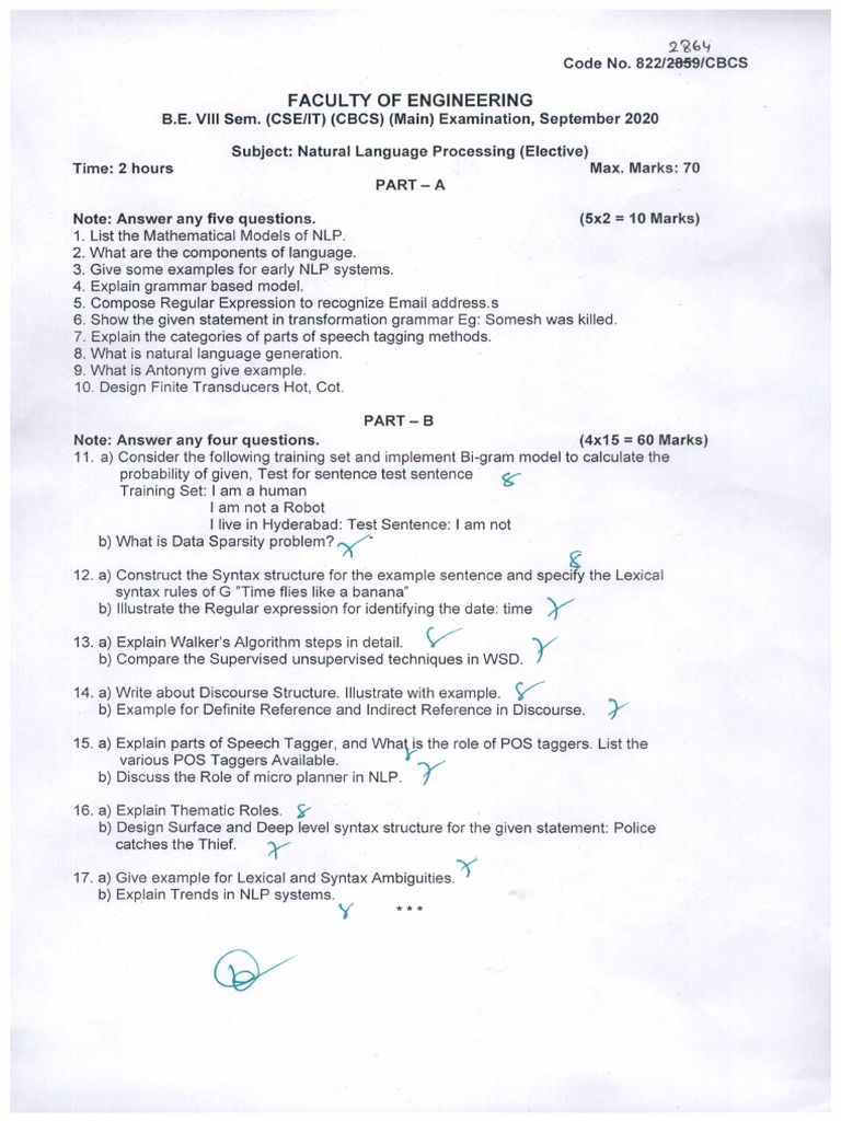 NLP Question Paper OU | PDF