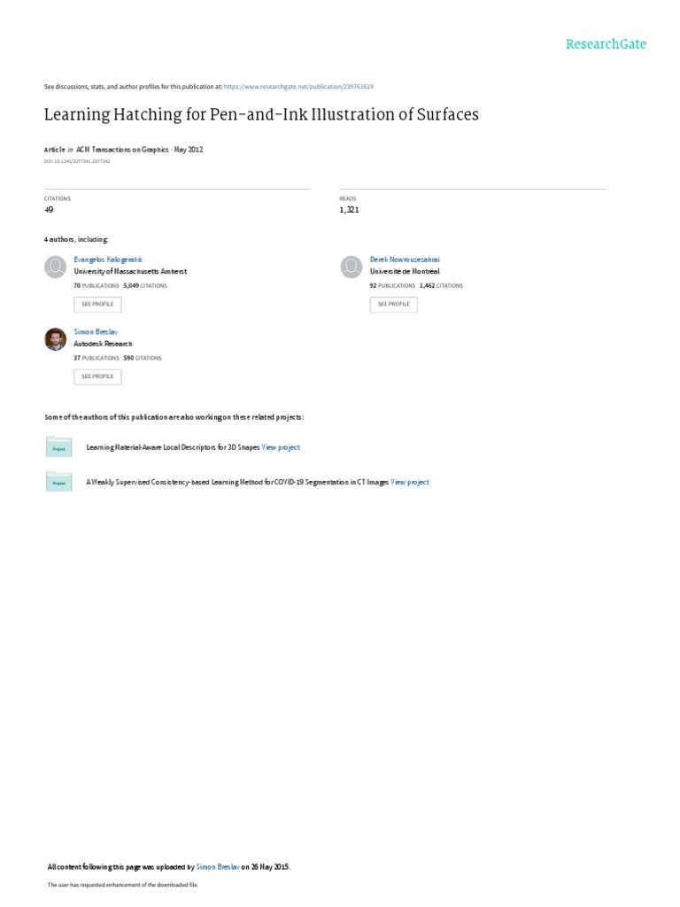 Learning Hatching For Pen-And-Ink Illustration of | PDF | 3 D Computer ...