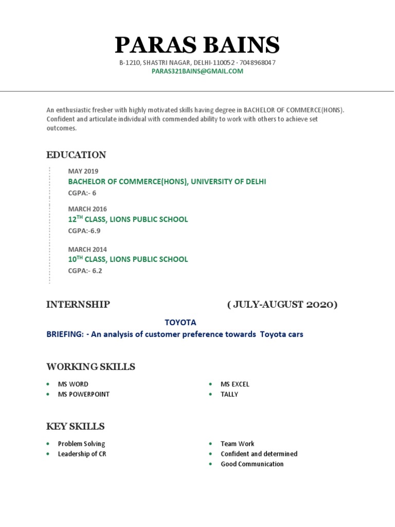 Paras Bains CV | PDF