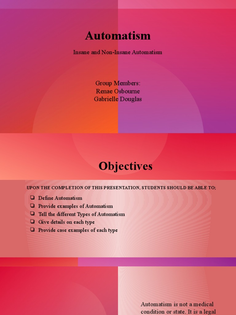 Automatism: Insane and Non-Insane Automatism | PDF | Insanity Defense ...