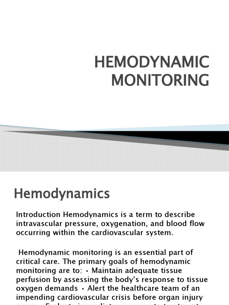 Hemodynamic Monitoring in Critical Care | PDF | Heart | Hemodynamics
