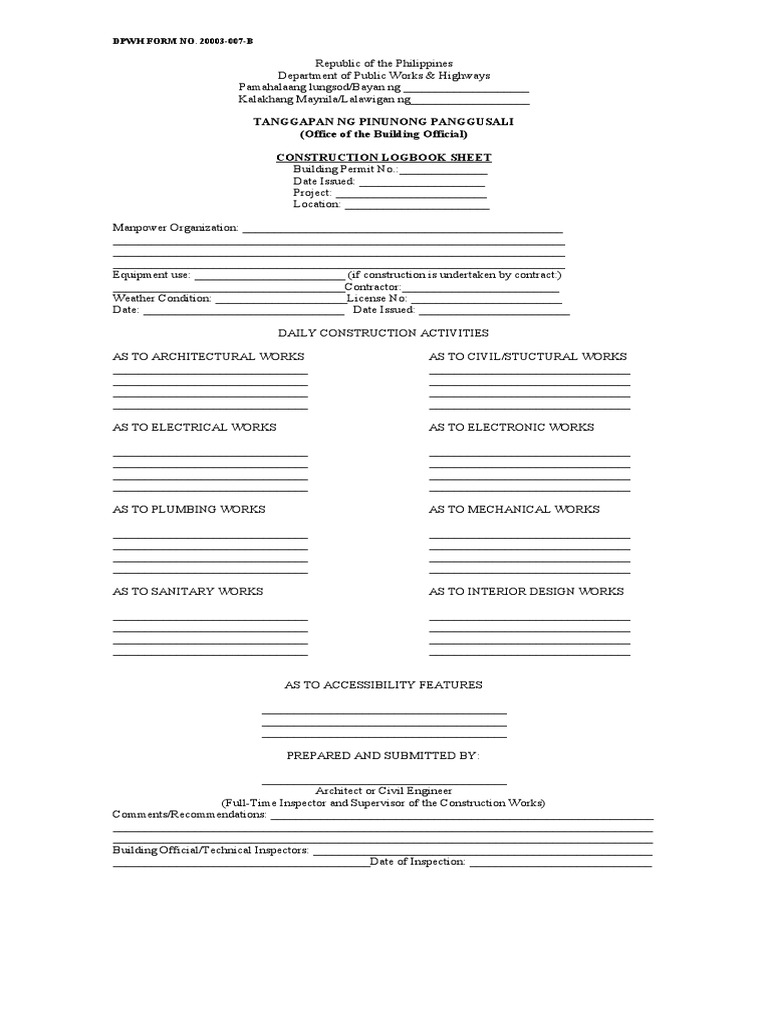 Construction of Logbook For Occupancy 1 | PDF | Economic Sectors | Real ...