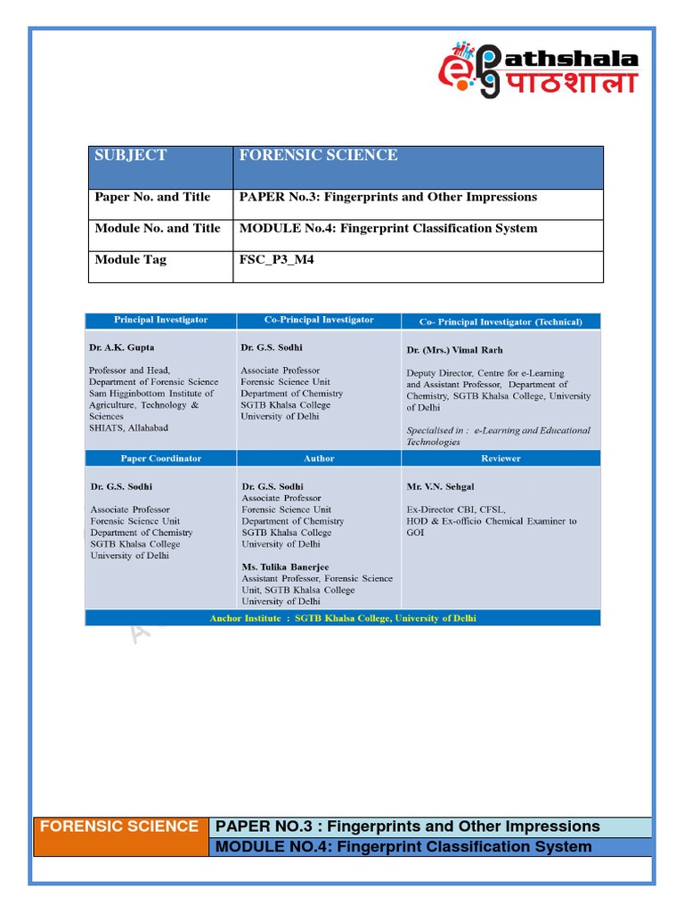 Henry CL System | PDF | Fingerprint | Forensic Science