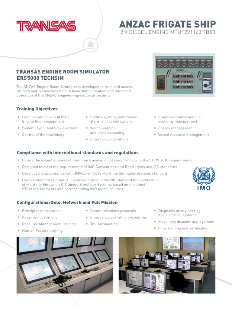 Anzac Frigate Ship: Transas Engine Room Simulator Ers 5000 Techsim ...