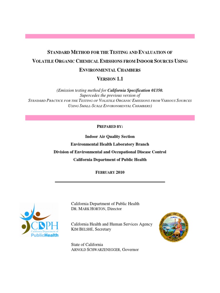 CDPH Iaq Standardmethod v1 1 2010 0 | PDF | Volatile Organic Compound ...